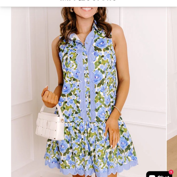 entro | Dresses | Entro Blue And Green Floral Mini Dress | Poshmark